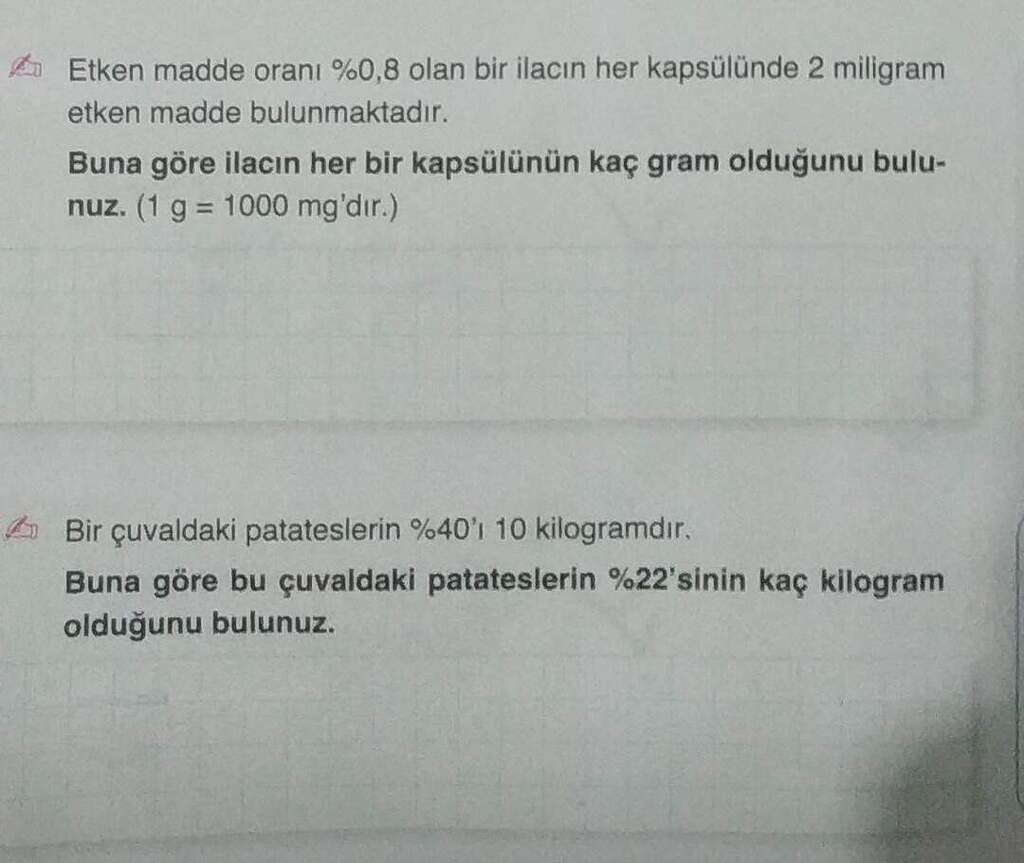Etken madde oranı %0,8 olan bir ilacın her kapsülünde 2 miligram etken ...