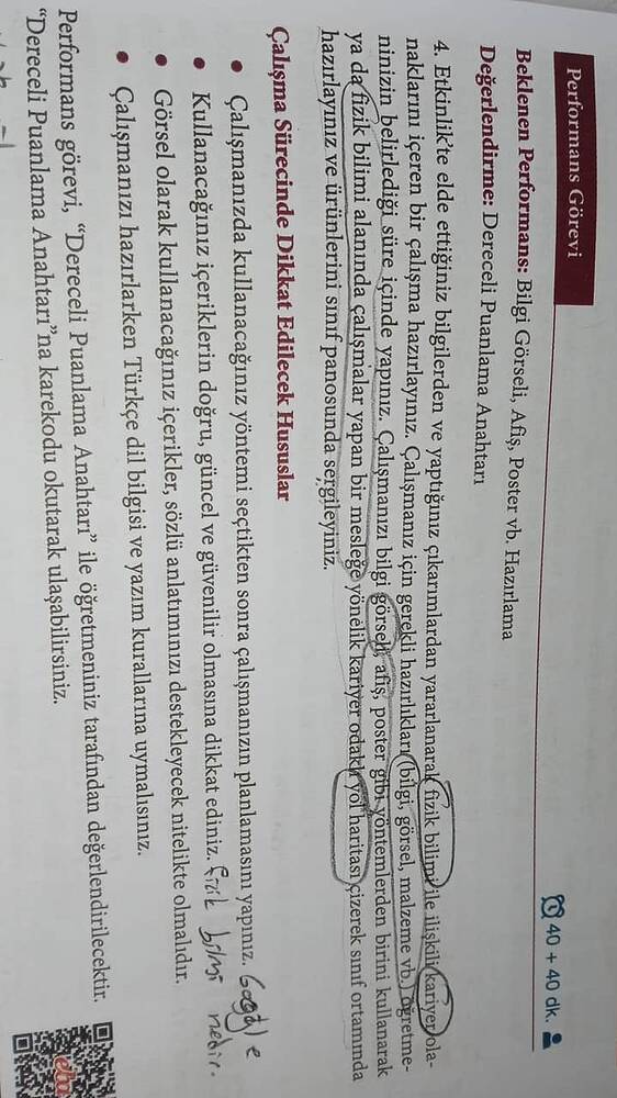 Yarın benim performans görevim var 9 sınıfım dersimizde fizik var ya ...