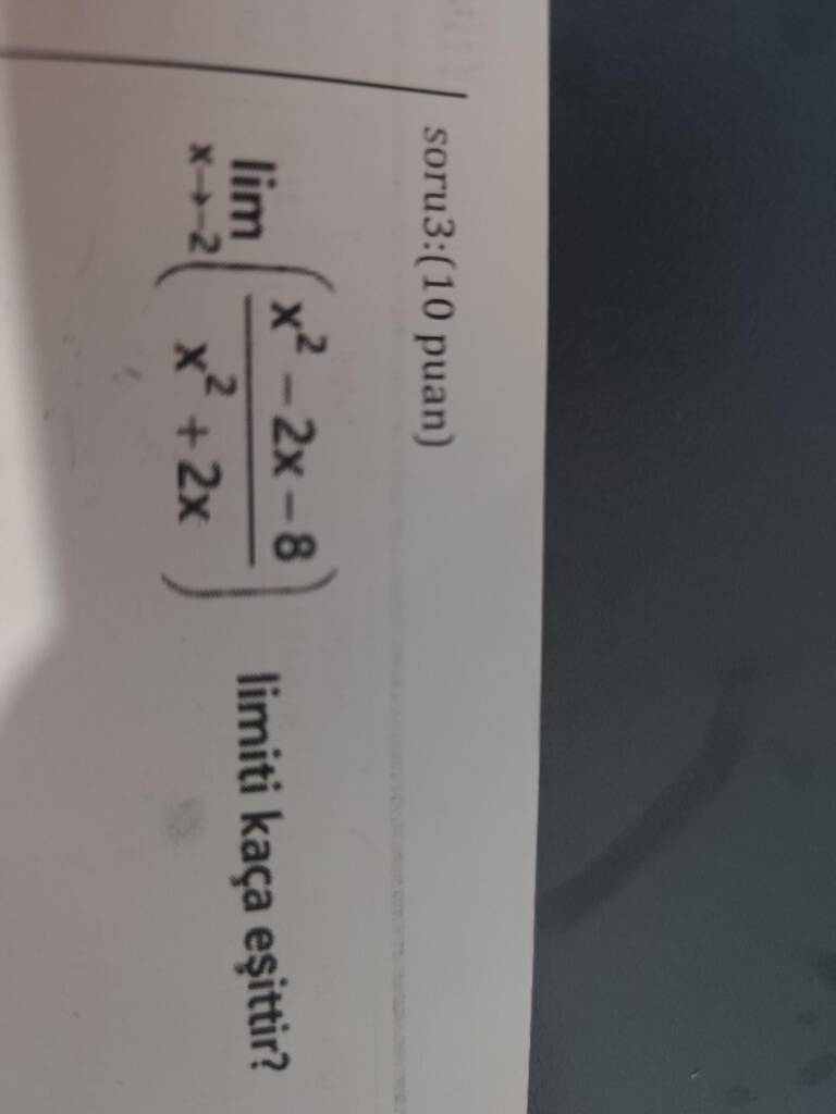 Lim (x → 2) ( (x² − 2x − 8) / (x² + 2x) ) kaçtır? - Sorumatik
