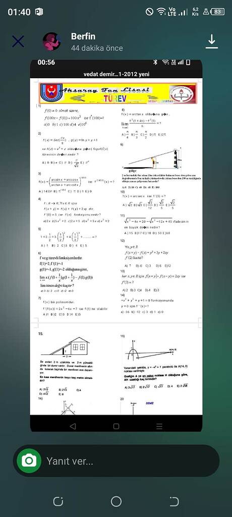Türev sorusubdnc - Sorumatik