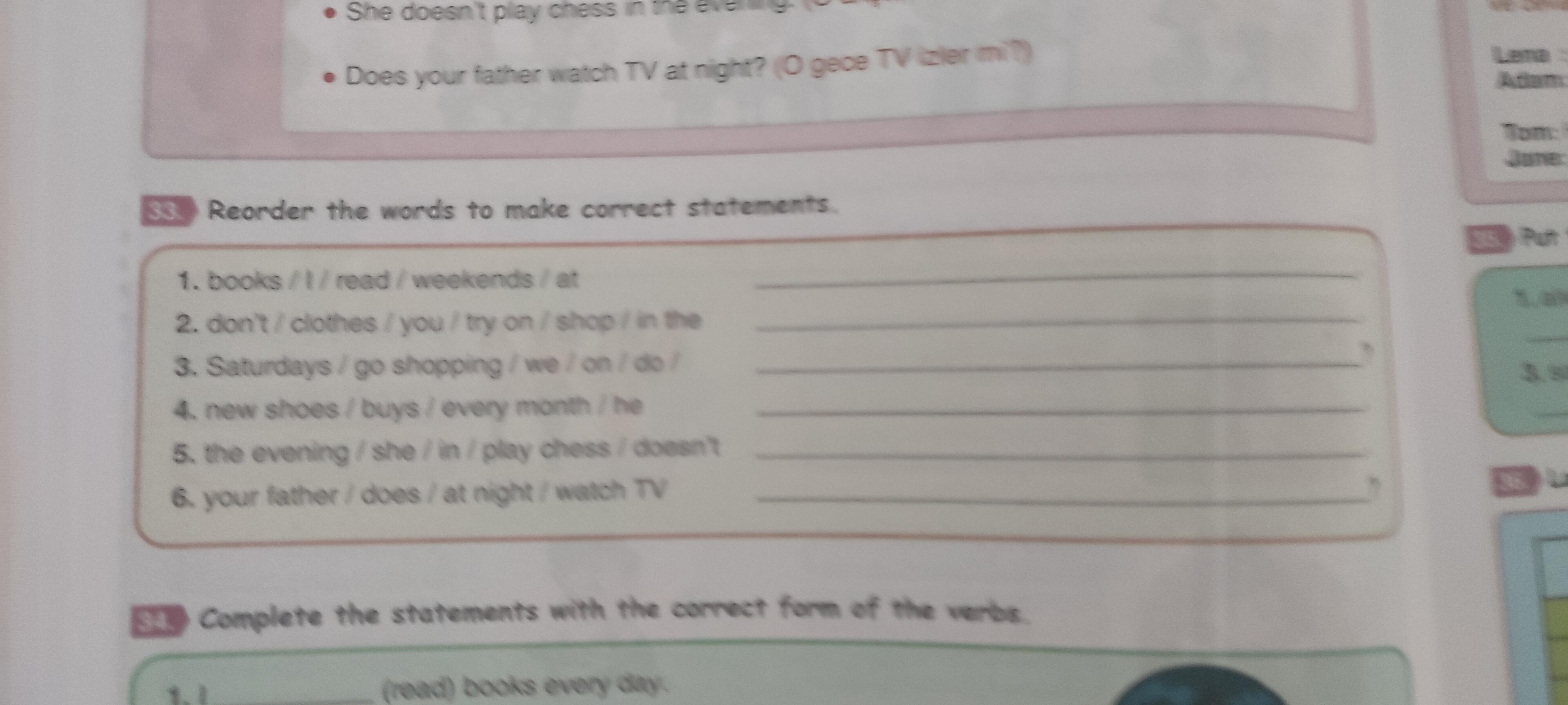 How to reorder the words to make correct statements in the given ...