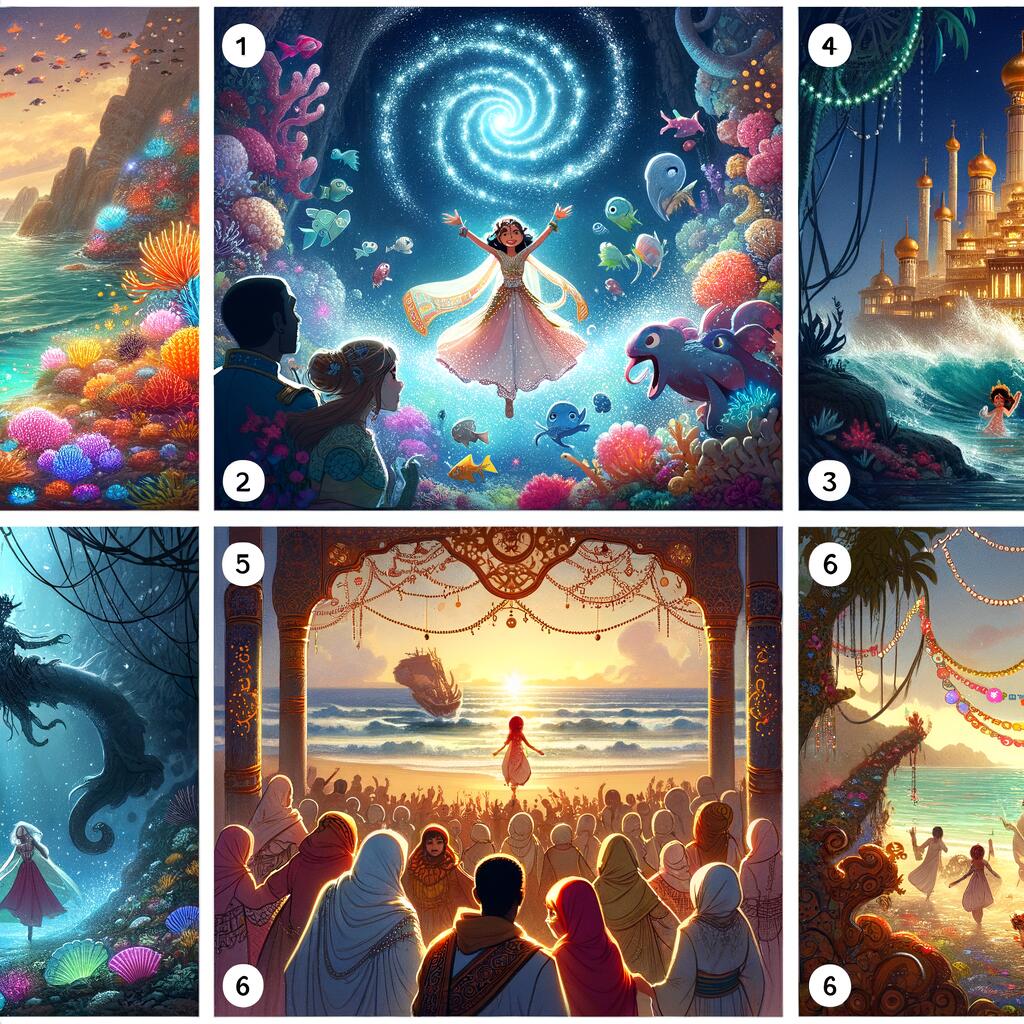 Mercan kız masalı ile ilgili 6 tane fotoğraf ve 6 senaryo kullanarak ...