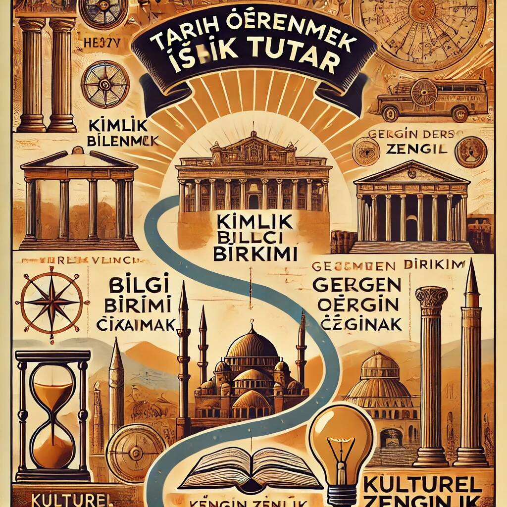 Tarih öğrenmenin bireye ve topluma faydaları ile ilgili bir afiş ...