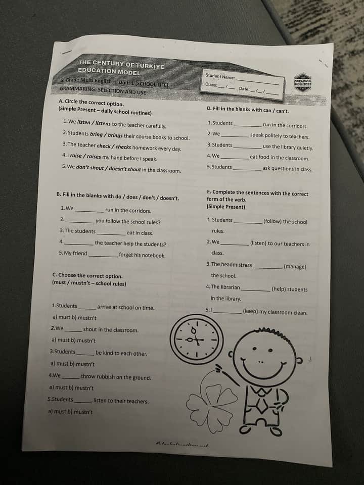 English Grammar Exercise Answers (Simple Present - Daily School ...