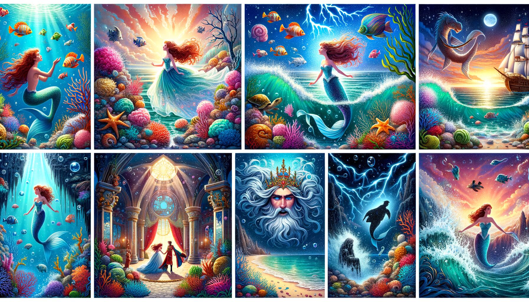 Bana Mercan kız masalını film şeridi halindeki 8 resmini ver - Sorumatik