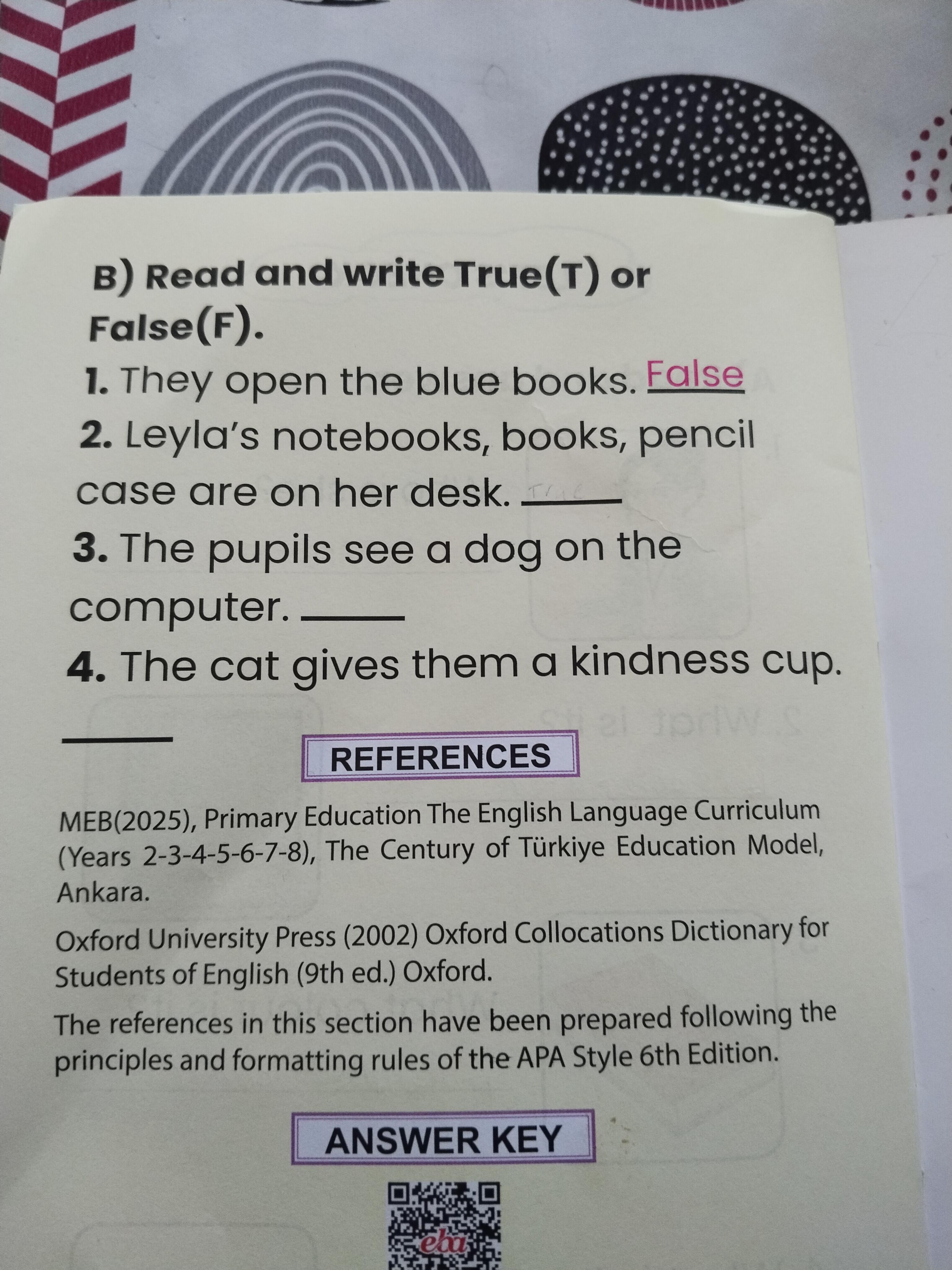 Reading and Writing True (T) or False (F) Statements Task - Sorumatik