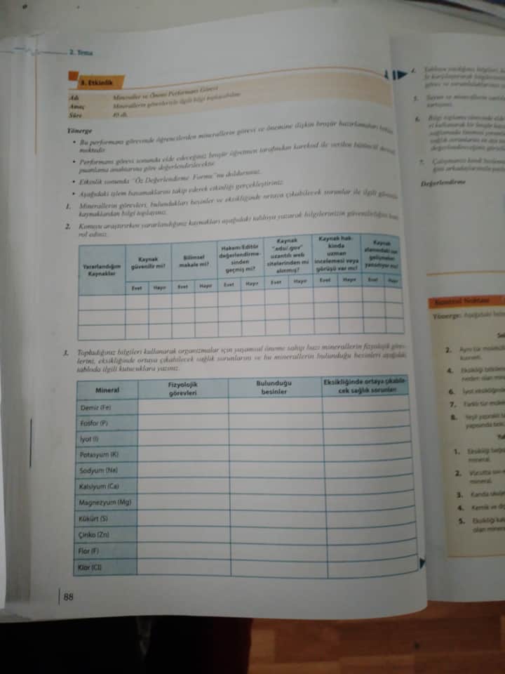 9.sinif biyoloji kitabi 88. Sayfadaki performans odevi icin ornek ...