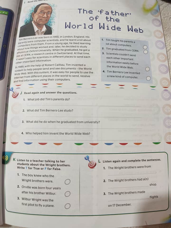 Answers for the questions about Tim Berners-Lee and the World Wide Web ...