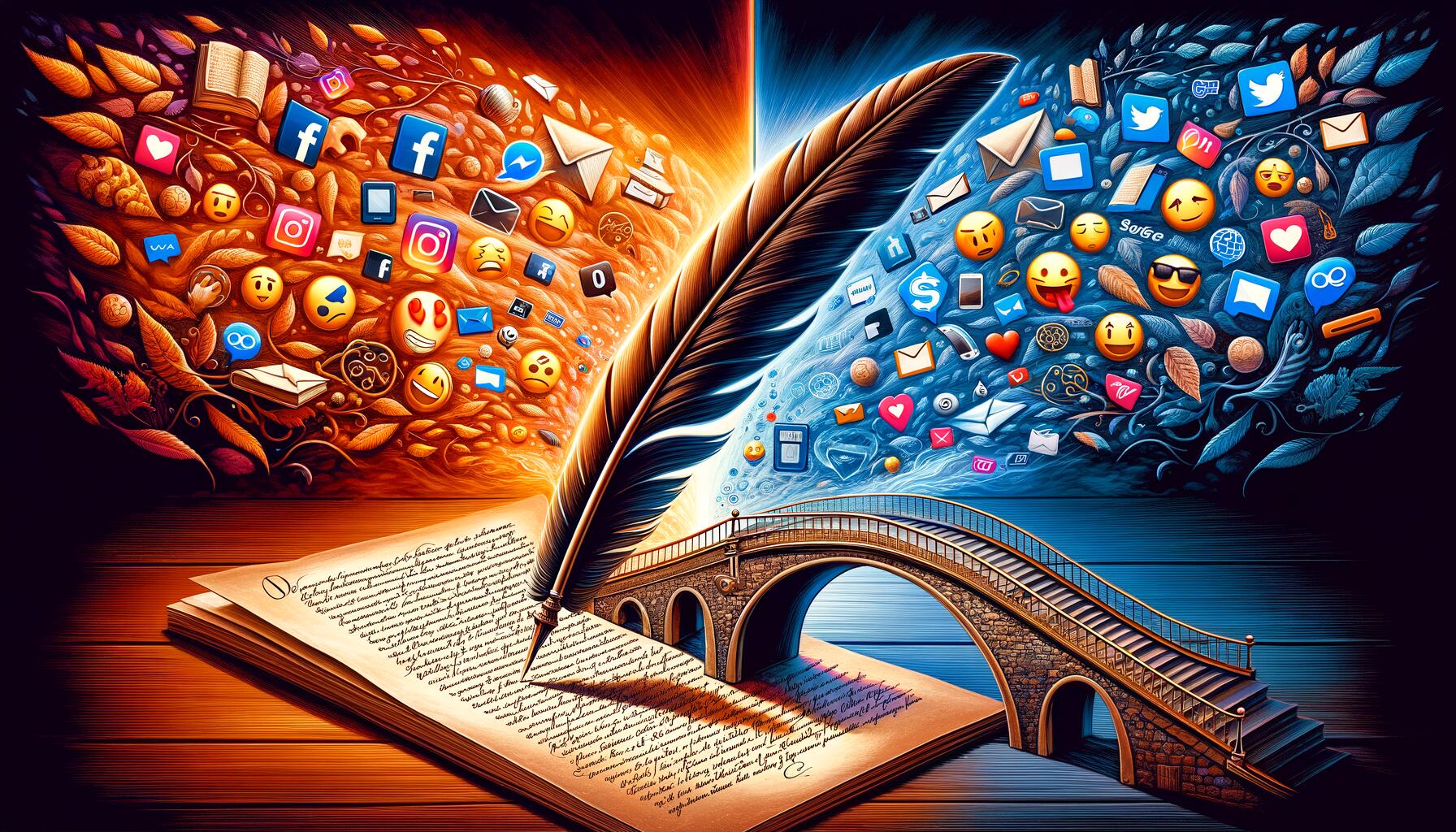 Bana edebî dil sosyal medya dilinin etkileşimi ile ilgili görseller oluştur ama etkileyici olsun ...