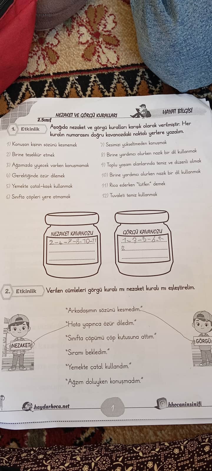 Etkinlik: Nezaket ve Görgü Kuralları Kavanozu Dolduralım - Sorumatik